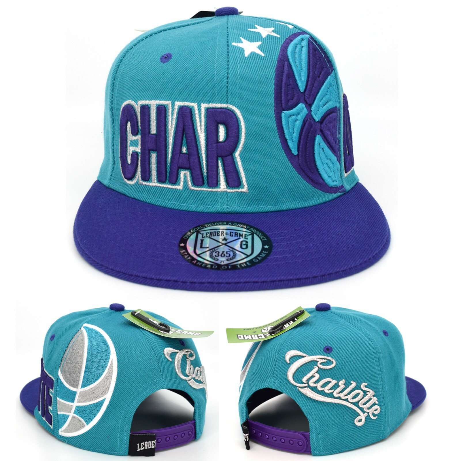 Side Way Leader Charlotte Cap New Aqua Purple adjustable Snapback Hat ...