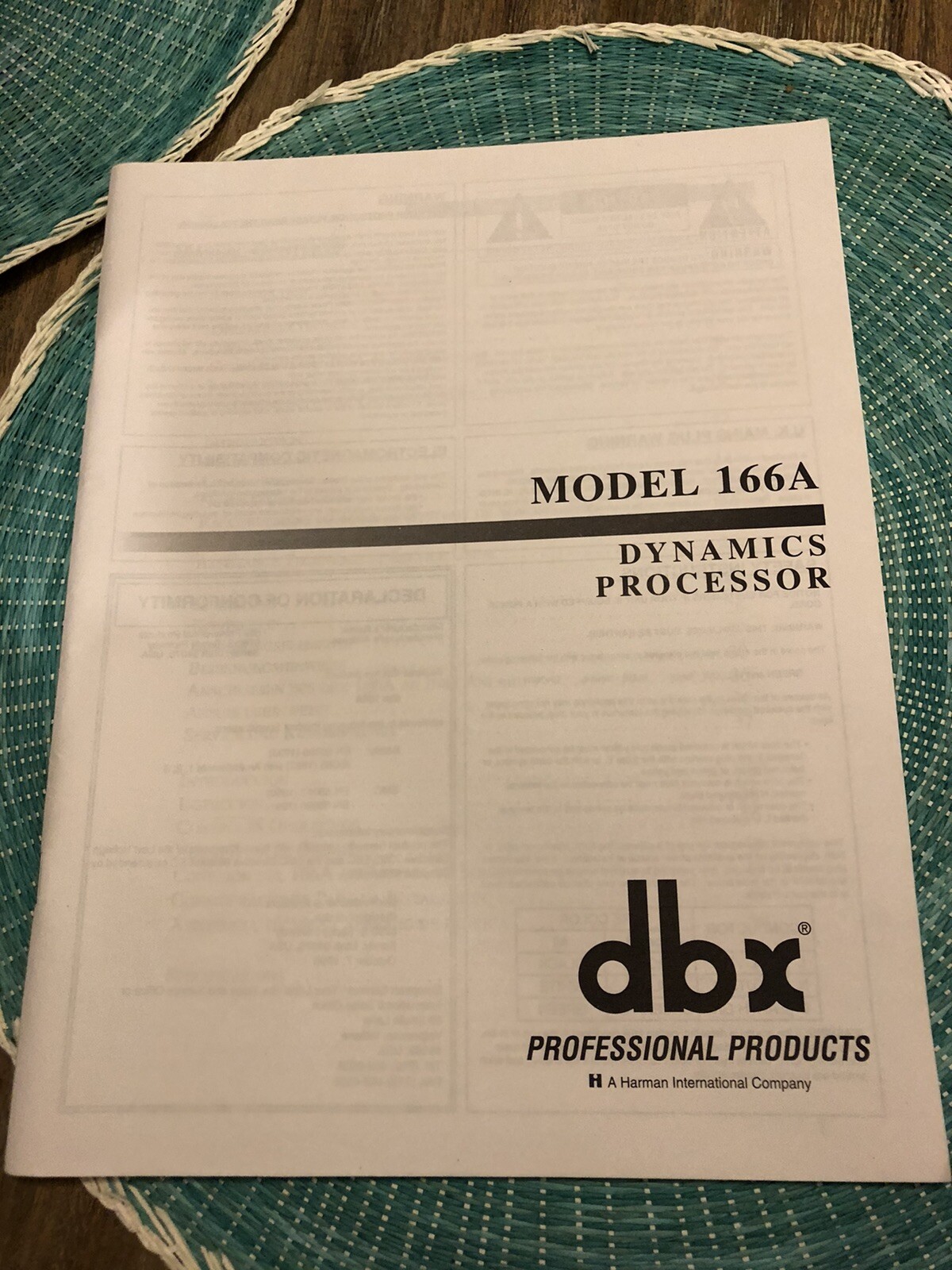 DBX 166A PROFESSIONAL DYNAMICS PROCESSOR OWNERS MANUAL | eBay