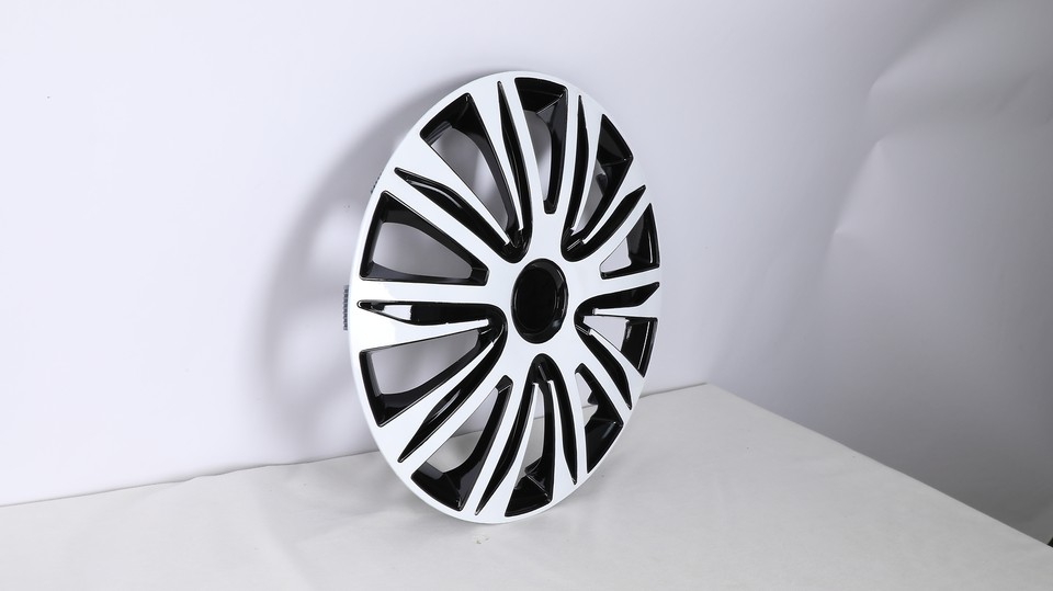 15" Set of 4 Black White Wheel Covers Snap On Hub Caps fit R15 Tire ...