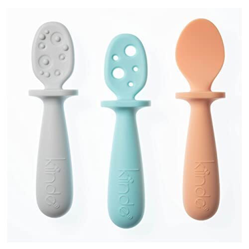 Silicone Baby Spoons | Set of 3 Toddler Utensils for Teething & Baby ...