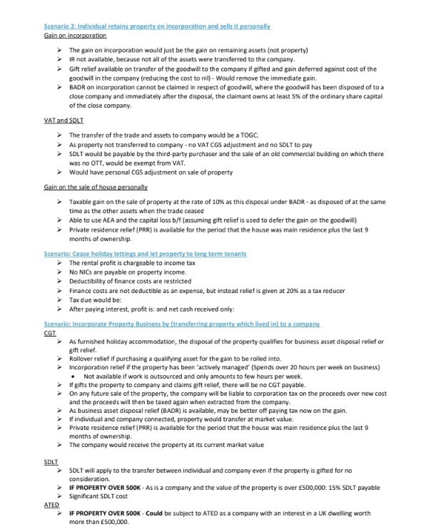 Business Planning Taxation BPT Notes (Achieved 89%) - ICAEW ACA ...