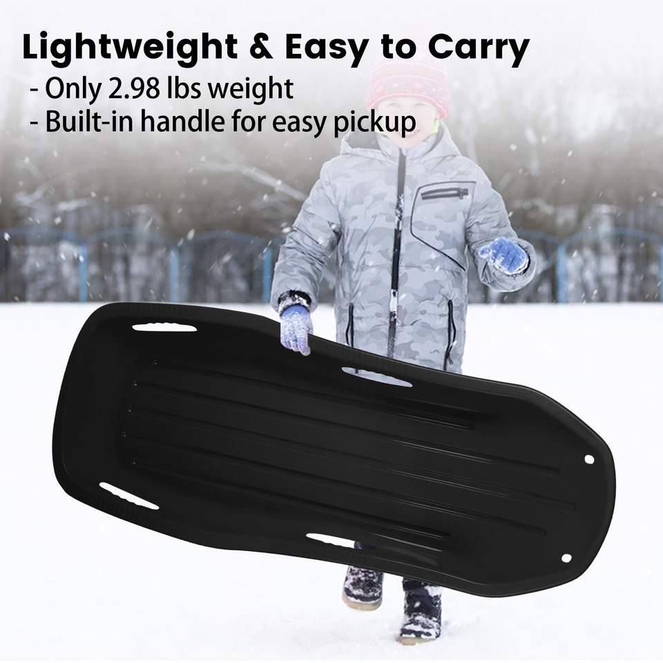 4Ft Snow Sled Plastic Toboggan Sled w/ 16.5ft Pull Rope For Winter ...