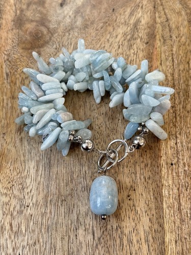 HSN Deb Guyot Designs Sterling Silver Raw Aquamarine 8" Bracelet | eBay