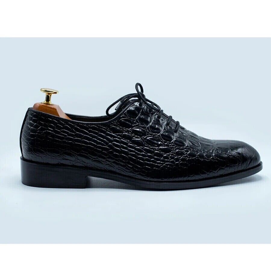 Handmade New Men Black alligator shoes, Men black crocodile dress ...