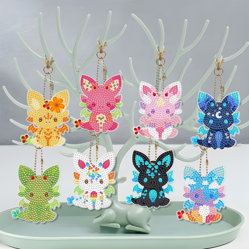 PVC Diamond Art Keyring Cartoon Pattern Diamond Painting Art Keychain ...
