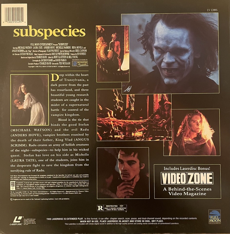 Subspecies 1991 Movie Laserdisc Signed Angus Scrimm, Anders Hove & More ...