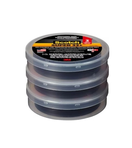 3M Scotch Super 33+ 3/4 in. x 66 ft. Vinyl Electrical Tape, Black (3 ...