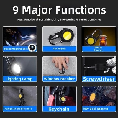 Pocket Size Rechargeable Keychain Light COB LED 100 Meter Beam And ...