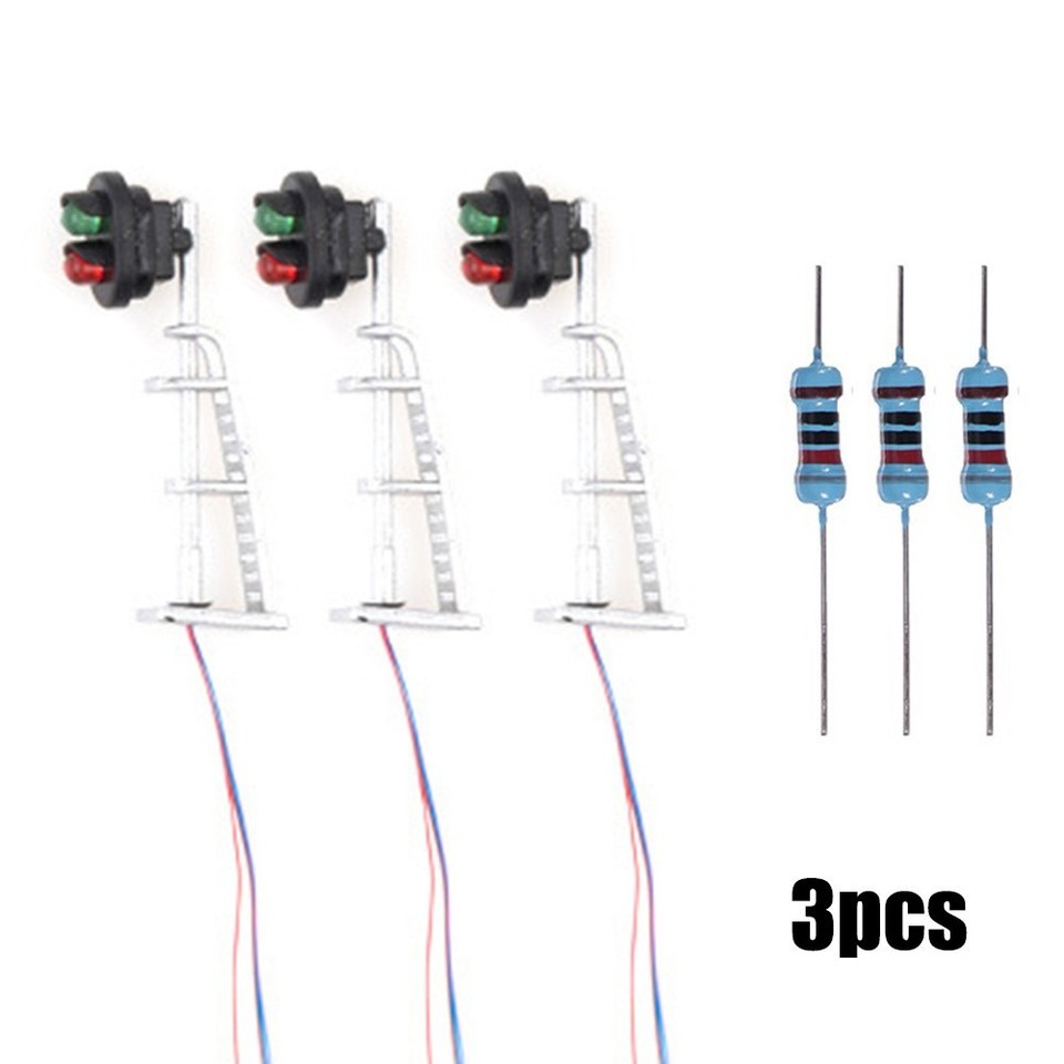 3 X Model Railroad N Scale 1:87 Track Signals 2-LEDs Green Red Block ...
