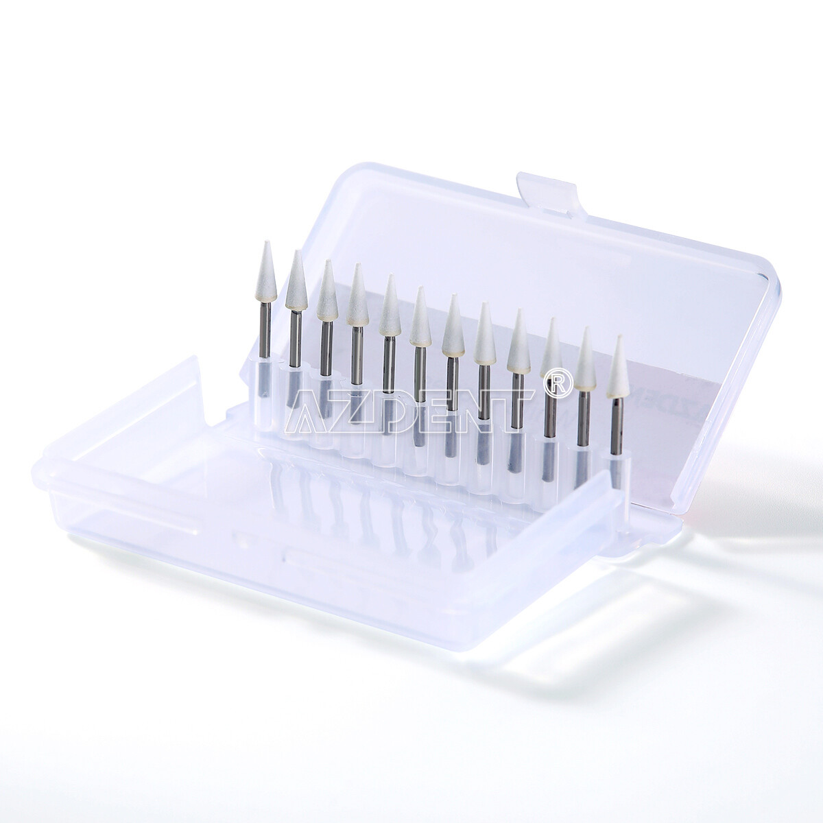 AZDENT White Stone Dental Polishing Burs- 12/Pack Cone Mounted Abrasion ...