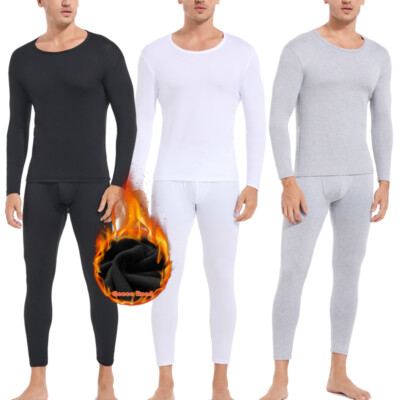 Men's Base Layer Microfiber Fleece Lined Thermal Insulated Long John ...