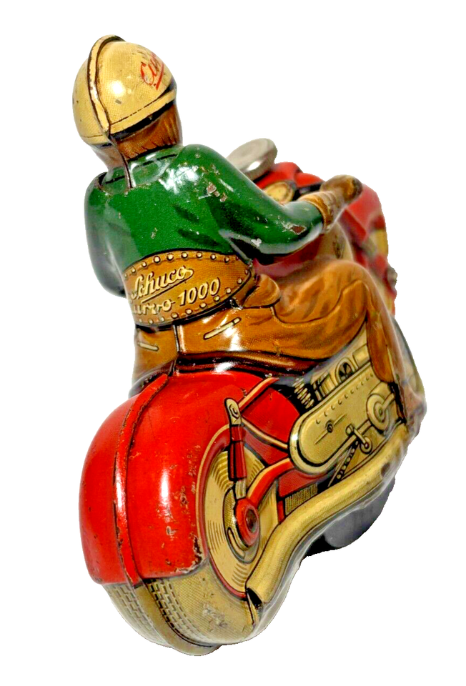 Vtg US Zone Germany SCHUCO CURVO 1000 Motorcycle Tin Litho WindUp Toy ...