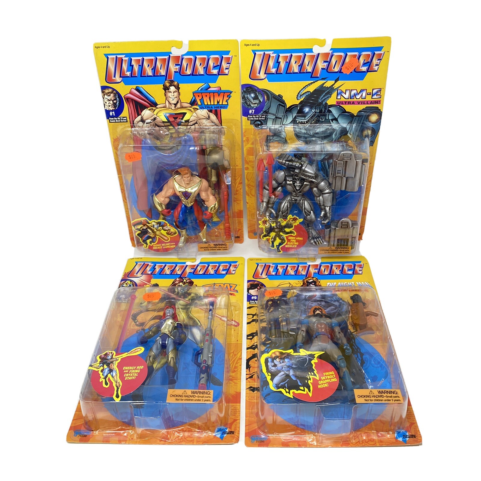 4x UltraForce Prototype Ultra Action Figures 1995 Prime Night Man NM-E ...
