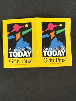 American Girl Grin Pins Metal pin backs~Pleasant Company 94-98 10 Pins ...