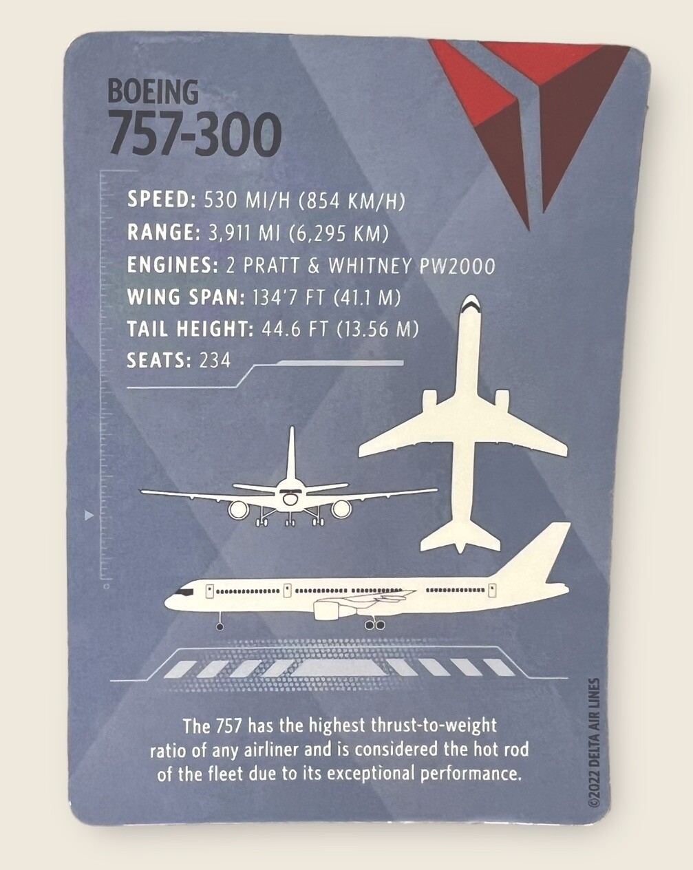 Delta Air Lines Pilot Collectible Trading Card Boeing 757-300 No.54 New ...