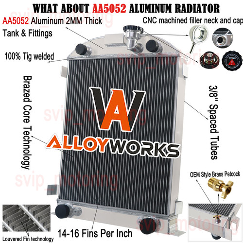 4 Row Core Aluminum Radiator fit 1932 32 Ford Hot Rod Flathead V8 ...