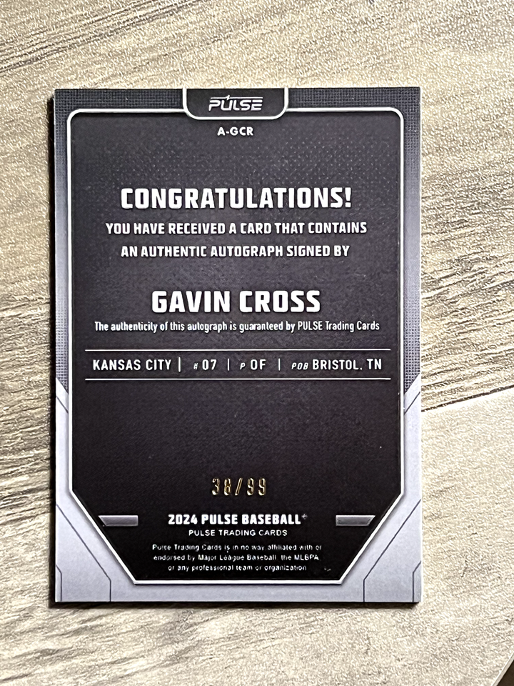 GAVIN CROSS 2024 PULSE FUTURES UPDATE RUBY AUTOGRAPH CARD #38/99 | eBay