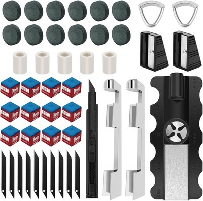 47Pcs Pool Cue Repair Kit, Billiard Cue Tips, 5 in 1 Tips Repair Tool ...