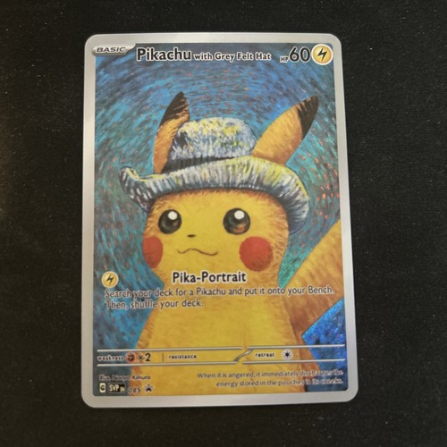 Pikachu Van Gogh Pika Portrait Gray Hat Custom Fan Art Paper Card for ...