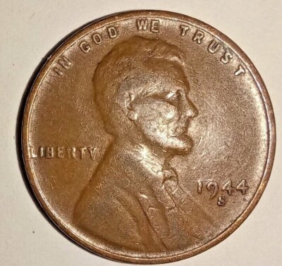 1944 S USA LINCOLN HEAD PENNY - SMALL CENT - ONE CENT COIN - WHEAT ...