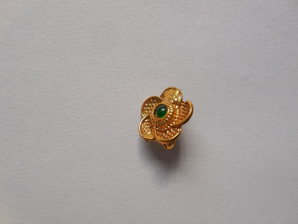 Gold Plated Nose Stud Clip Wedding Non Pierced Jewelry Green Stone ...
