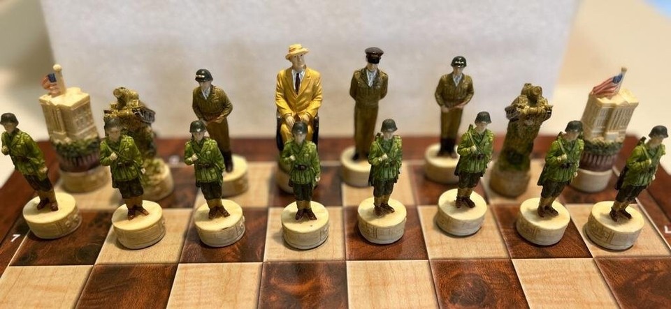 USA VS GERMANY WW2 CHESS SET WITH WOODEN BOARD | eBay