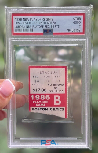 Michael Jordan 1986 Playoff Record 63 Points Bulls Celtics Ticket PSA 2 ...