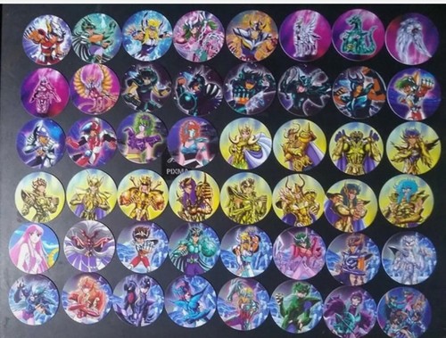 POGS KNIGHTS OF ZODIAC Full Set 50/50 + 5 Empty Bags PERU 2021, Tazos ...