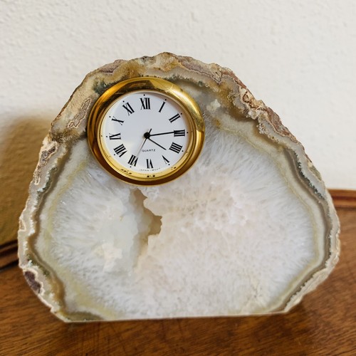Cut Polished Natural Geode With Cave Quartz Brand Mantle/Desk Clock ...