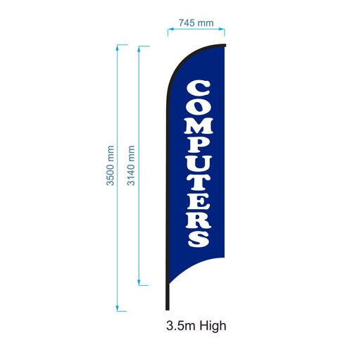 3.5m Computers Flag /Advertising Sign Banner (without Pole/Base)-Ship ...