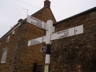 Photo 6x4 Road sign in the middle of Hannington Hannington/SP8171 c2009 ...