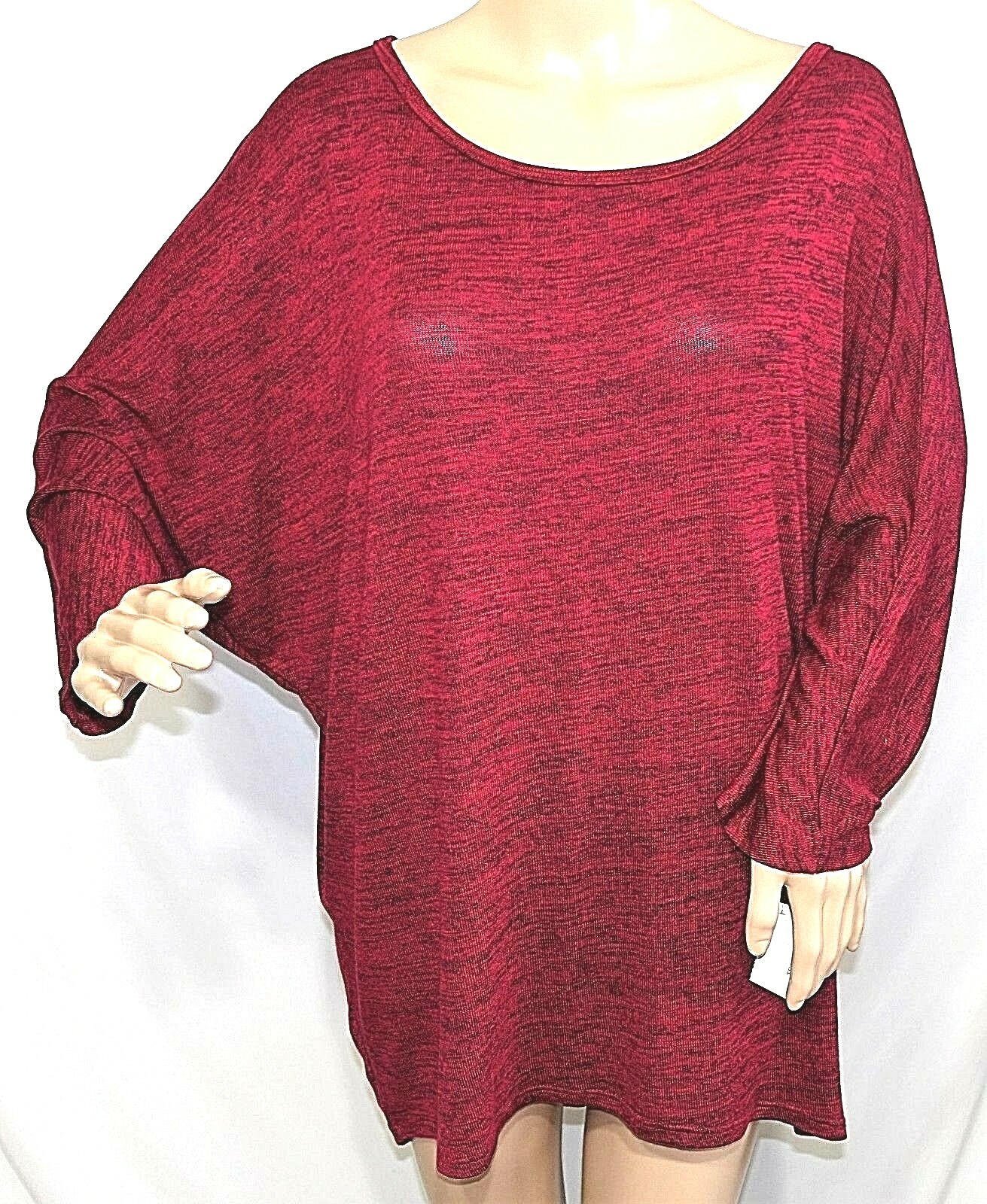 Ultra Teeze Women Plus Size 2x 3x Red Melange Sweater Top Blouse Shirt ...