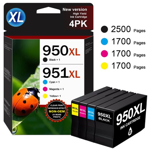 4PK 950XL 951XL Ink Cartridges for HP Officejet Pro 8610 8620 8615 8625 ...