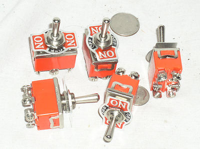 5 NEW DPDT ON-(OFF)-MOM MOMENTARY SPRING TOGGLE SWITCH 15 A AMP 15A AC ...
