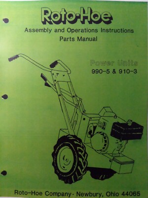 Roto-Hoe co. 990-5 910-3 Walk-Behind Tractor Power Units Owner & Parts ...