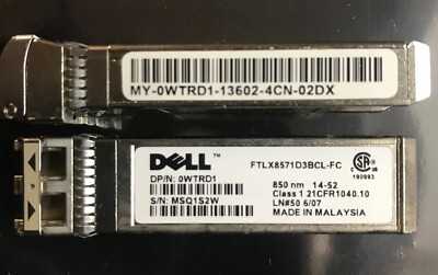 Dell 0WTRD1 FTLX8571D3BCL-FC 10G SFP+ SR 850NM SFP Transceiver Module ...