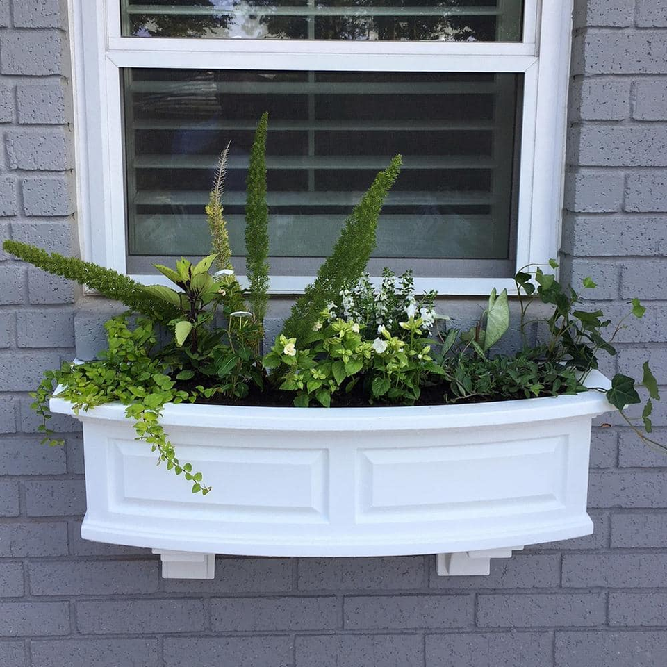 Self Watering Window Box Garden Planter Rectangular White Plastic 36 X ...