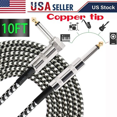10ft NOISELESS Electric Guitar Bass Cable Pedal AMP Cord 1/4" For ...