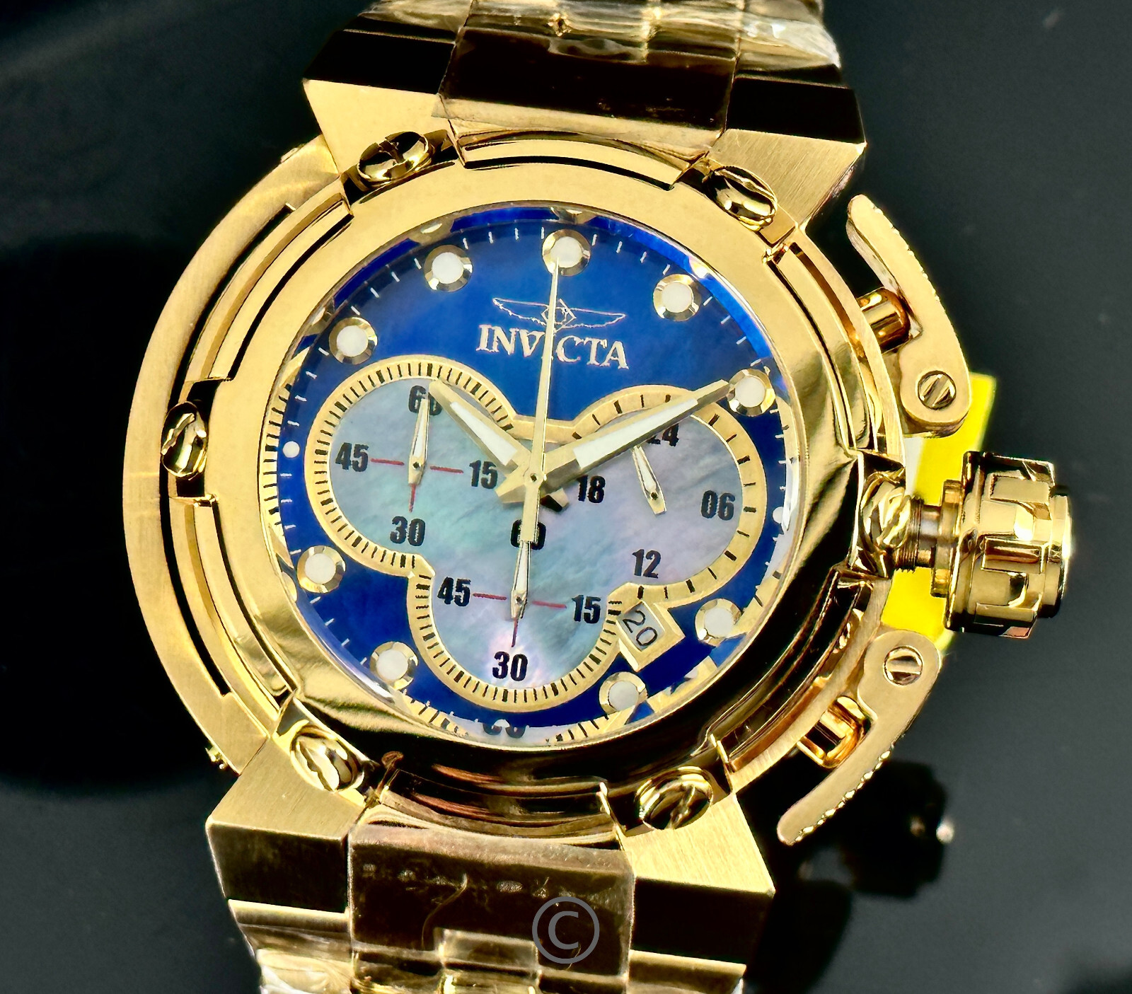 NEW Invicta Coalition Forces X-Wing 46MM Mother-Of-Pearl Blue Dial Gold ...