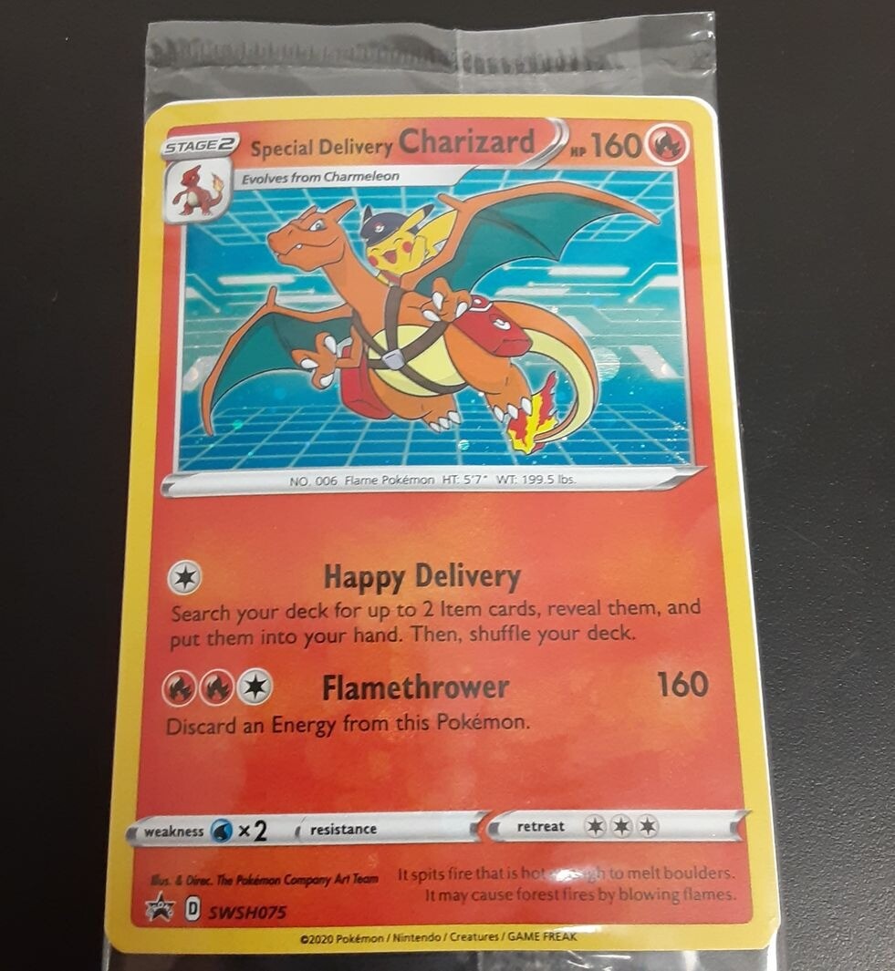 Pokemon Center Special Delivery Charizard SWSH075 Promo Card Sealed see ...