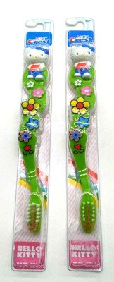 Hello Kitty Crest Kid's By Oral-B Soft Manual Toothbrush Pair Green NEW ...