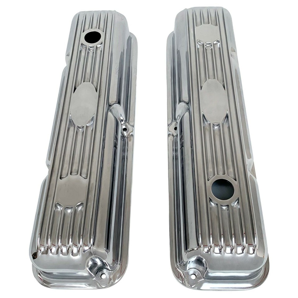 Ford FE Finned Short Polished Valve Covers - Custom Engravable - Ansen ...
