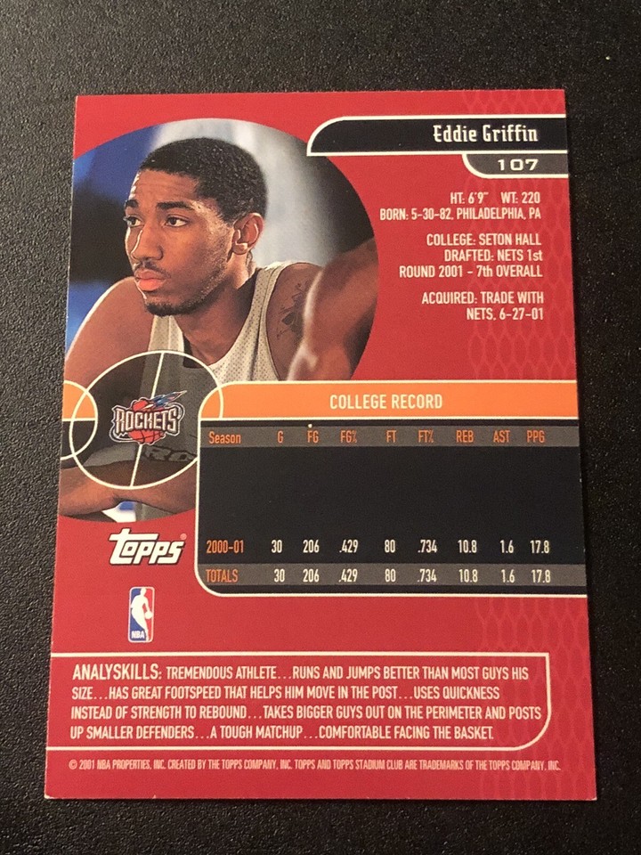 2001-02 Topps Stadium Club Retro Logo Eddie Griffin #107 Rookie RC | eBay