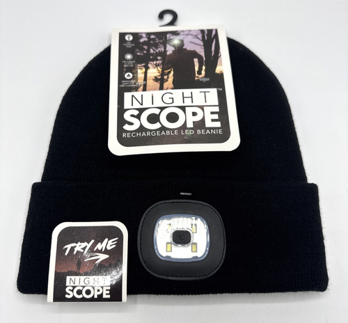 Black Night Scope Beanie Knit Cap Led Light Hat New With Tags OSFM Warm ...