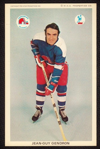 1973-74 Jean-Guy Gendron WHA Quebec Nordiques Team Issue Postcard Very ...