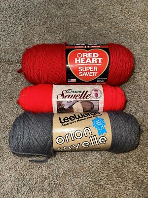Lot Of 3 Yarns Red Cherry Red And Grey | eBay