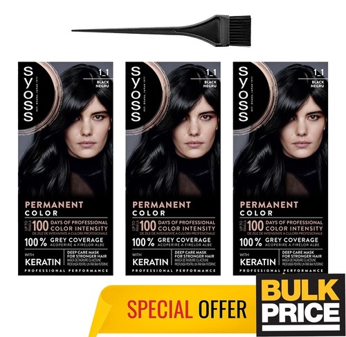 Syoss Professional 1-1 Black Hair Color Salon Quality Best Bulk Deal 3 ...