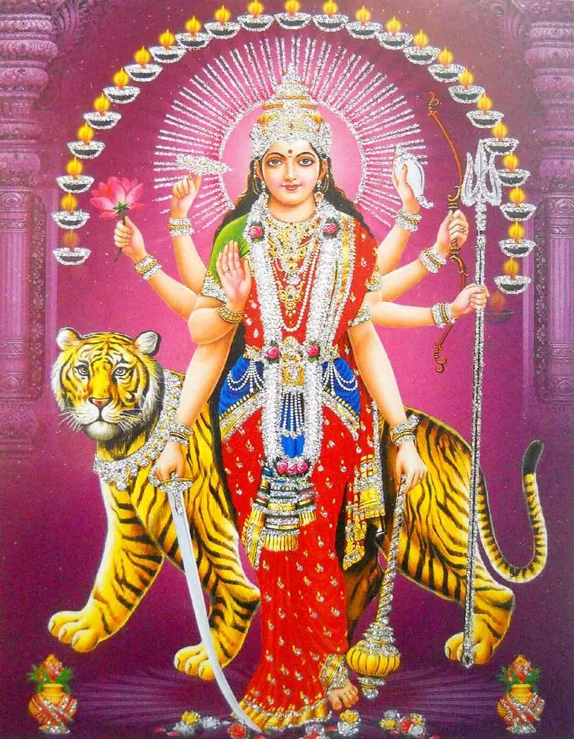 Hindu Goddess Parvati With Lion