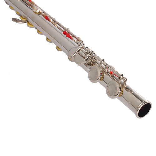 Silver 16 hole closed cell brass flute with E-key (nickel plated), bar ...