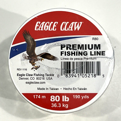 Premium Eagle Claw Fishing Line 80 Pound Test 190 yds Clear Mono | eBay